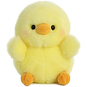 Aurora® Round Rolly Pet™ Chickadee Chick™ Stuffed Animal - Adorable Companions - On-The-Go Fun - Yellow 5 Inches