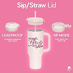 VIOLET & GALE Gigi Gifts For Grandma - Retro Collection - 40oz Insulated Tumbler with Handle, Gigis Water Bottle for Mothers Day, In My Era Cup