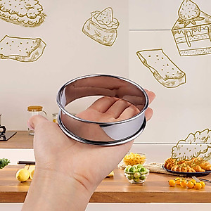 Gutsdoor 12 Pieces Muffin Tart Rings Crumpet Tart Rings Stainless Steel Metal Round Double Rolled English Muffin Rings Mold 3.15 Inch with Free Silicone Oil Brush, Cleaning Brush for Home Baking Tools