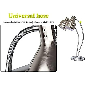 LINKANRUO Commercial Food Heat Lamp Freestanding - Double Head Multi-Directional Adjustment Catering Food Warmer Lights for Pizza, Steak, Fried Chicken at Parties and Buffets Lamps(Silver)