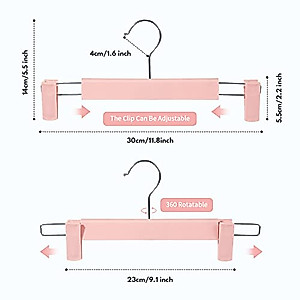 Lamitocs Skirt Hangers，Pants Hangers with Clips，360 ° Swivel Hooks Space Saving Hangers for Pants, Skirts, Clothes, Jeans (10Pack, Pink)