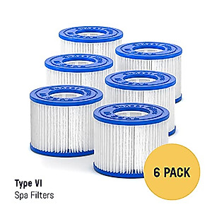 SUNSET FILTERS Type VI Spa and Hot Tub Filter Replacement Cartridge - for Coleman SaluSpa Filters, Bestway Filter, Lay-Z Spa, Intex, S1 Filter Replacement, Spa Filter Replacement (6-Pack)