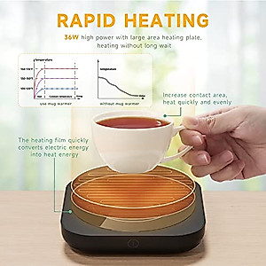 Coffee Mug Warmer, Mug Warmer for Desk, Portable Thermostatic Electric Mug Warmer- 3-Temp Settings & 4H Auto Shut Off Cup Warmer for Coffee, Beverage, Candle, Milk, Tea
