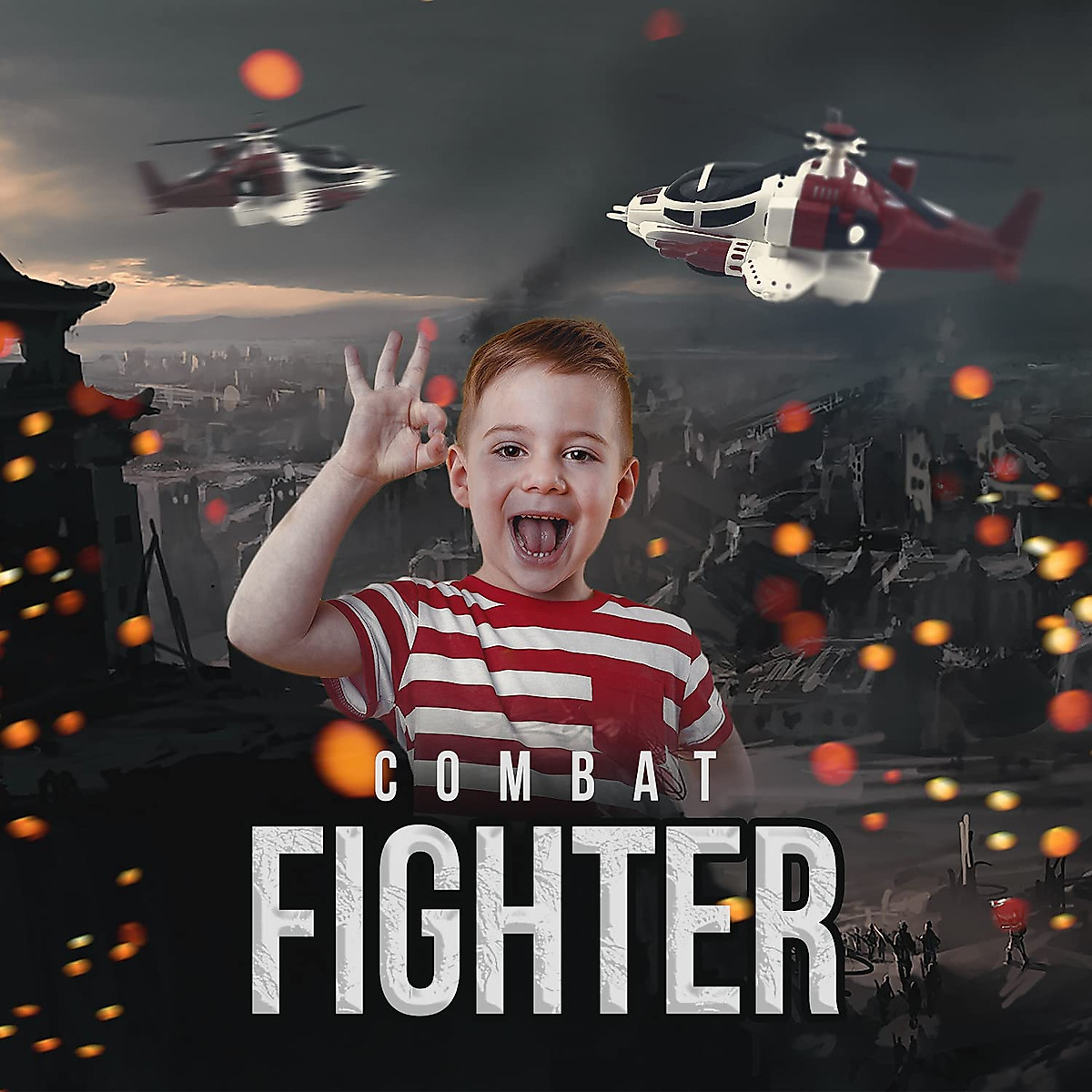 Toysery Bump and Go Helicopter Toys for Boys, Girls, Toddlers – Aircraft Toy Set with Lights & Realistic Sounds, Fun Toy Helicopter for Kids, Great All-Occasion Gifts, Red