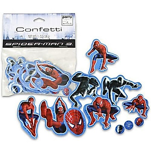 Unique Spiderman Birthday Party Supplies Bundle Pack includes Dessert Cake Paper Plates, Lunch Plates, Napkins, Table Cover, Paper Masks, Confetti (Bundle for 16)