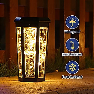 Yeceny Solar Landscape Lights Outdoor with Hangers-IP44 Waterproof 50 LEDs Solar Pathway Light-2 Modes Auto On/Off Solar Powered Fairy Light Garden for Yard Fence Patio Walkway Decor