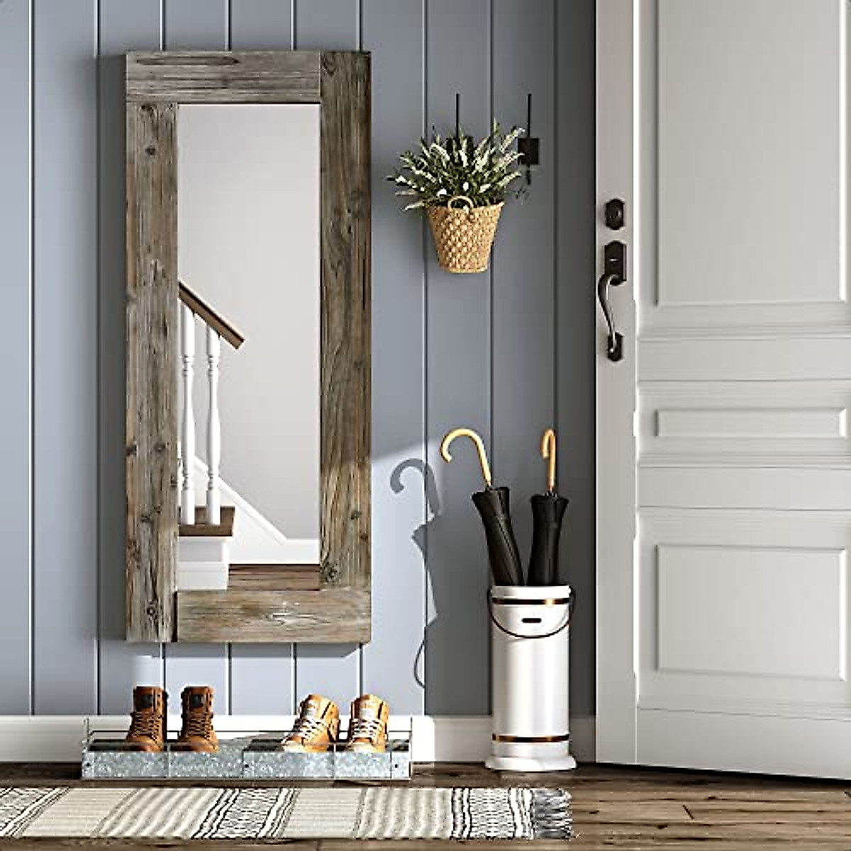 Barnyard Designs Full Length Floor Mirror - Unfinished Wood Leaner Mirror, Large Full Body Rustic Frame, Standing, Leaning or Hanging, Farmhouse Living Room & Bedroom, Natural (24x58 Inch)