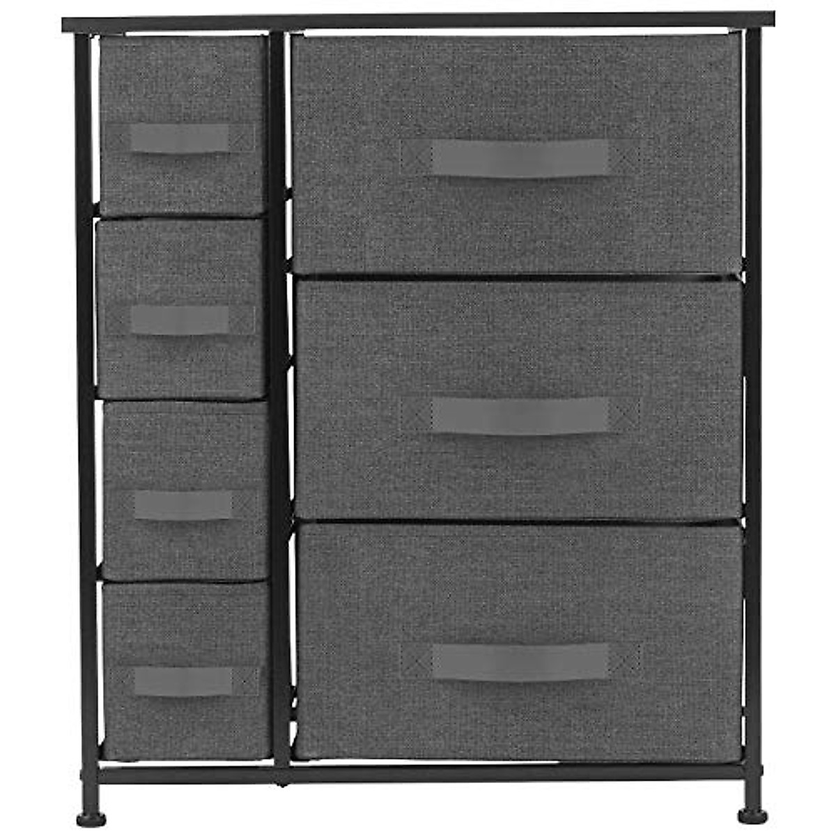 Sorbus Dresser with Drawers - Furniture Storage Tower Unit for Bedroom, Hallway, Closet, Office Organization - Steel Frame, Wood Top, Easy Pull Fabric Bins (Black/Charcoal)