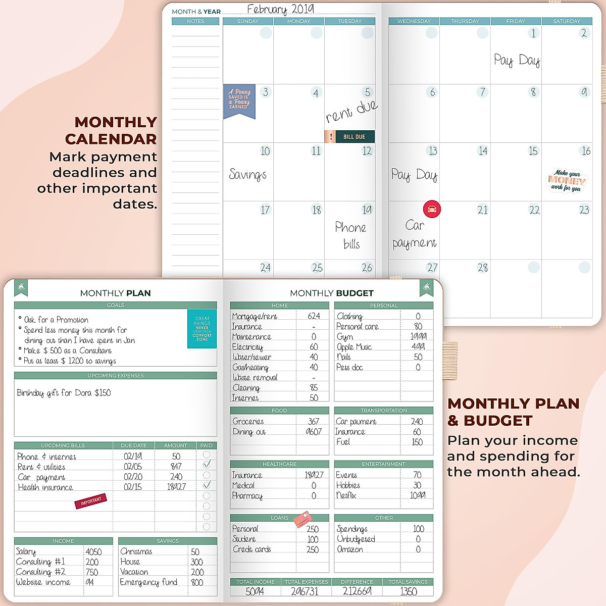 Clever Fox Budget Book 2.0 – Simple Budgeting Planner for Beginners – Financial Notebook with Money Spending, Debt & Bill Tracker (Rose Gold)