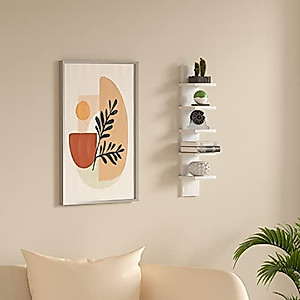 Homaterial 5 Tier Wall Shelf Unit,White Vertical Floating Shelf-Narrow Decorative Wall Mount Modern Wall Decor Shelves for Bedrooms, Living Rooms 5.5" x 7.2" x 31"