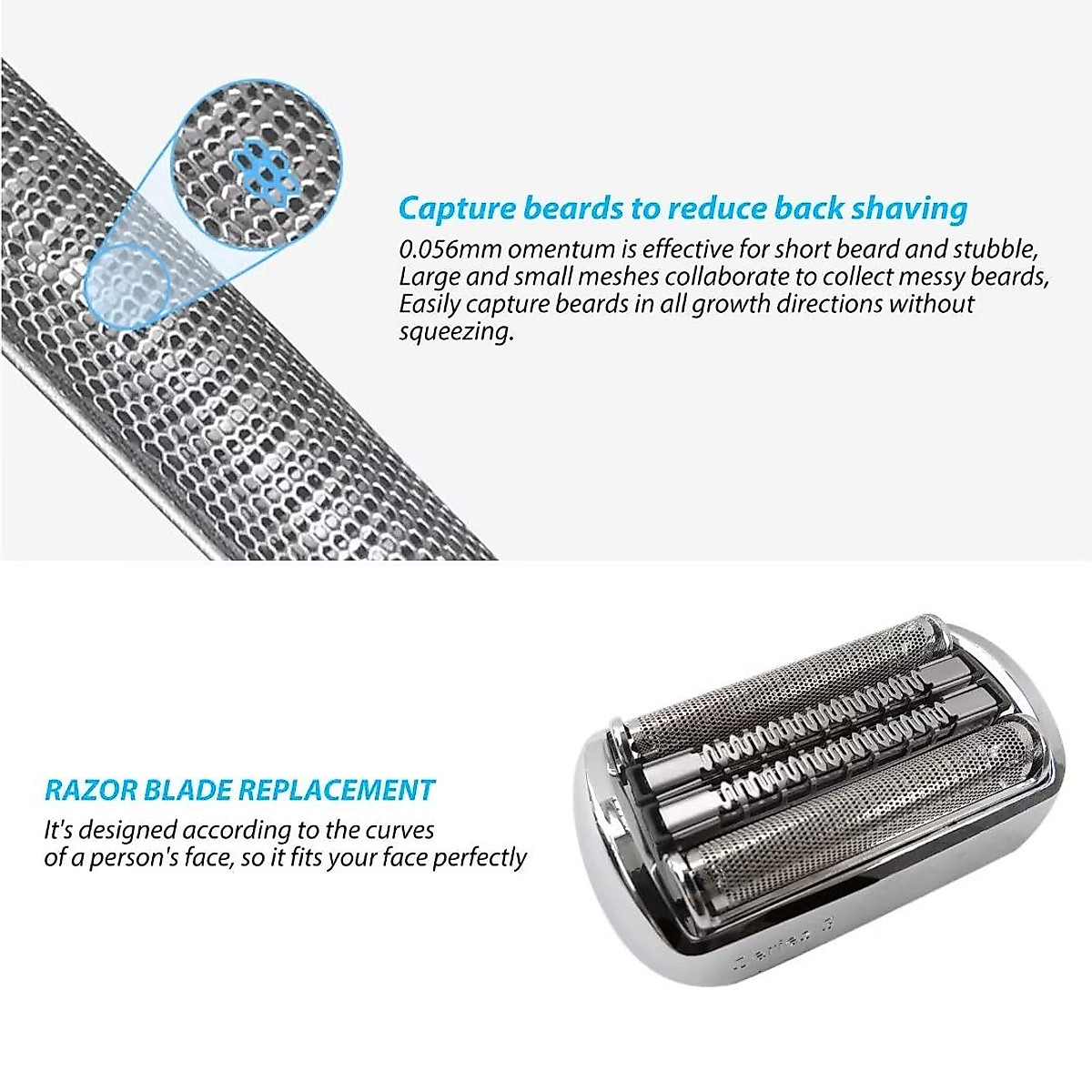 Series 9 92S 92M Premium Replacement Shaver Head for Br-aun Series 9 Electric Shaver Foil & Cutter 9030s 9040s 9050cc 9240s 9242s 9280cc(Black)