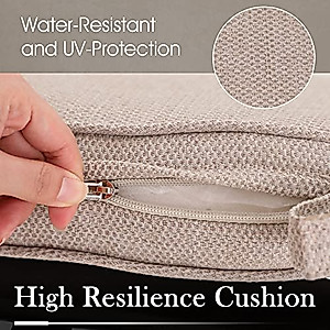 MFSTUDIO Cast Aluminum Bar Height Outdoor Bar stools Set of 2, Swivel Patio Chairs with Extra Wide Seat and Cushion, Brown