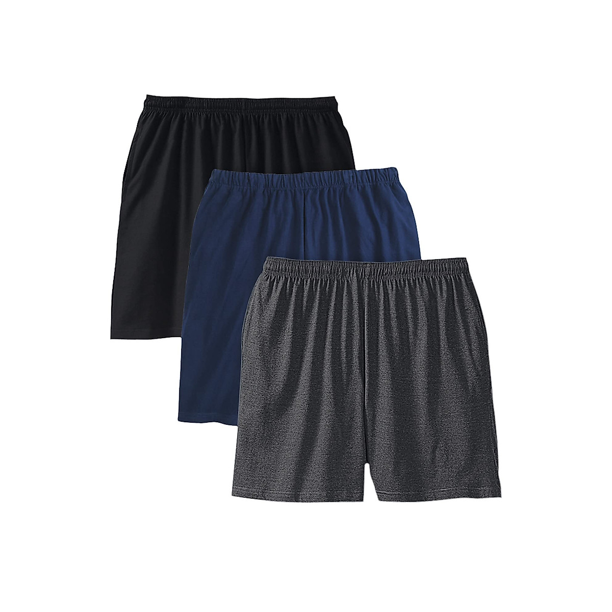 KingSize Men's Big & Tall Lightweight Jersey Shorts 3-Pack - 7XL, Assorted Basic