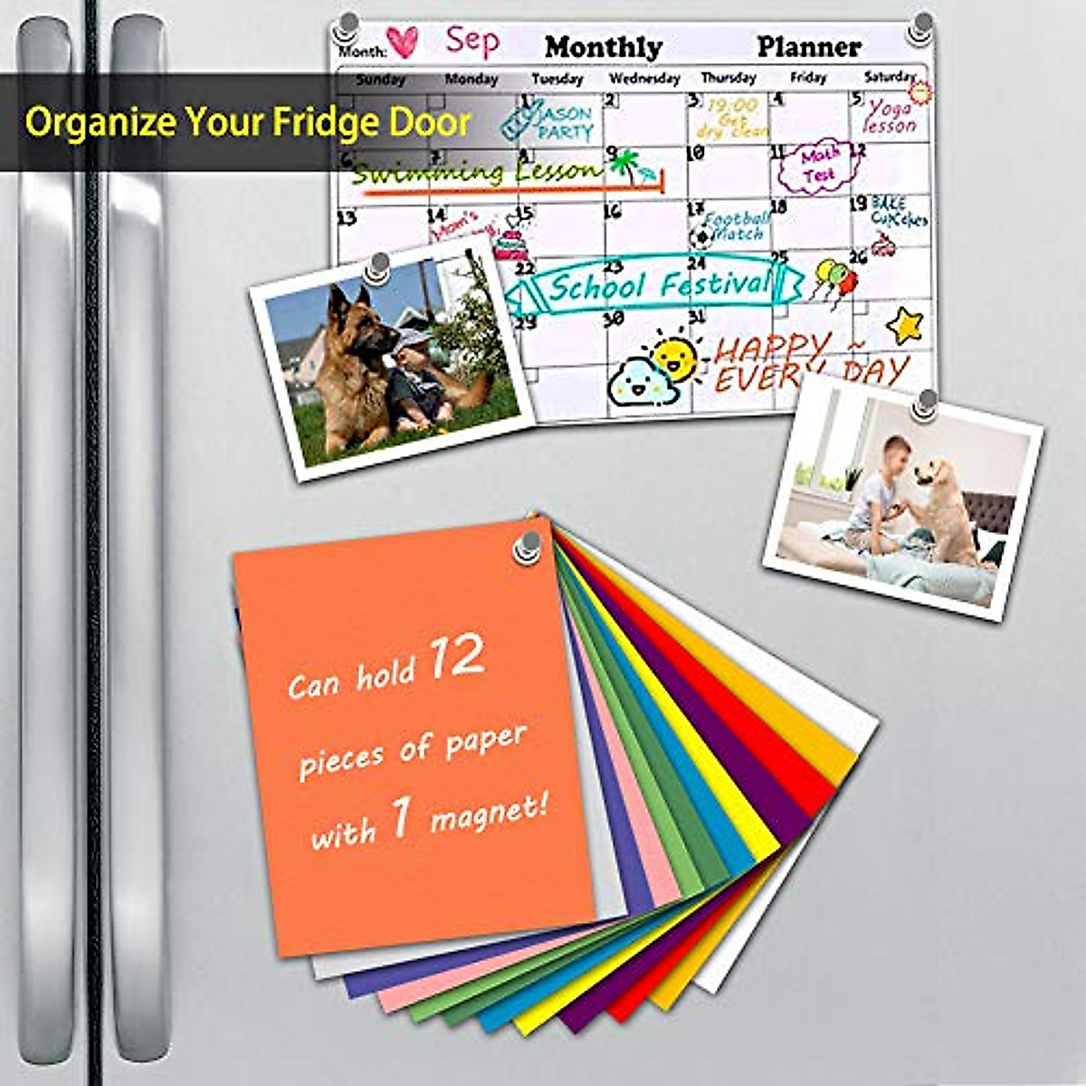 Magnetic Push Pins, Refrigerator Magnets, 16pcs Brushed Nickel Push Pin Magnets Perfect for Fridge Magnets, Office Magnets, Whiteboard Magnets, Map Magnets