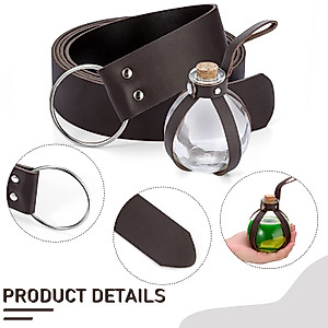 Women Renaissance Accessories Medieval Leather Belt Pouch Cork Potion Bottle Witch Wizard Waist Corset Halloween Costume(S,Brown)