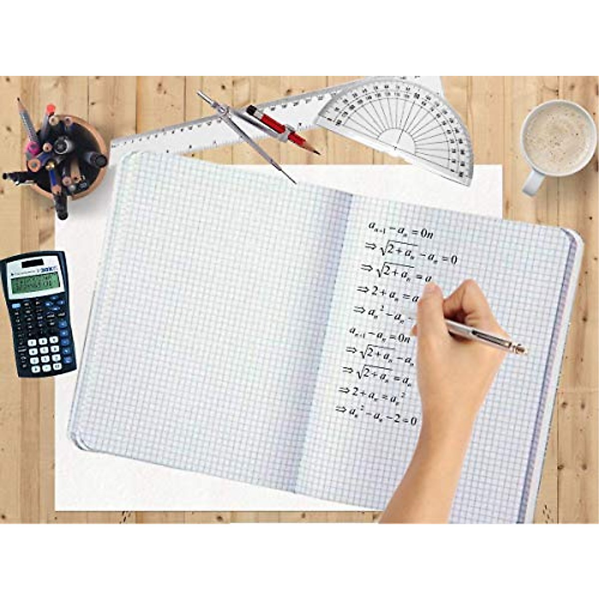 1InTheOffice Graph Composition Notebook, 9.75" x 7.5" Graph Paper Notebook, Black "2 Pack"