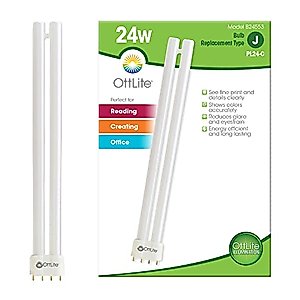 OttLite 24W Replacement Light Bulb - Energy Efficient Compact Fluorescent Light Tubes, Bright Natural Daylight for Bedroom & Living Room, Low Heat & Glare Type C Lightbulb for Reduced Eyestrain