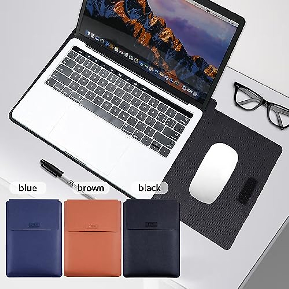 Padded Laptop Case Inner Pu Leather Bag Stylish Versatile Cheap Thin Sleeve Compatible with 13-13.3-14-15 Inch Case (black13-13.3in)