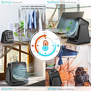 TRUSTECH 2 in 1 Cooler & Heater - Desk Electric Small Cooling and Heating Fan Combo W/Tip Over & Overheat Protection, Desktop for Indoor Use Home Room Office Bedroom Room Personal