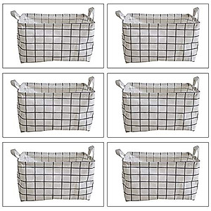 YRHOME Storage Bins 6PCS Rectangular Storage Baskets Fabric Storage Container with Handles Collapsible Basket for Toy Clothes Books Cosmetics Organization,Shelves Basket Organizer