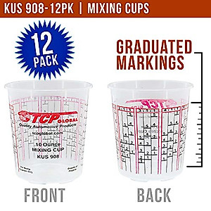 Custom Shop Box of 12 Each - 10 Ounce Paint Mixing Cups Cups Have calibrated Mixing ratios on Side of Cup Box of 12 Cups Epoxy Resin