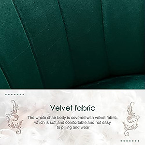 Nrizc Modern Velvet Dining Chairs Set of 4, Mid Century Modern Upholstered Accent Leisure Chairs with Metal Legs, for Living Room/Bedroom/Kitchen/Vanity (Green)