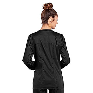Cherokee Zip Front Scrub Jackets for Women, Workwear Core Stretch Soft Brushed Twill 4315, M, Black