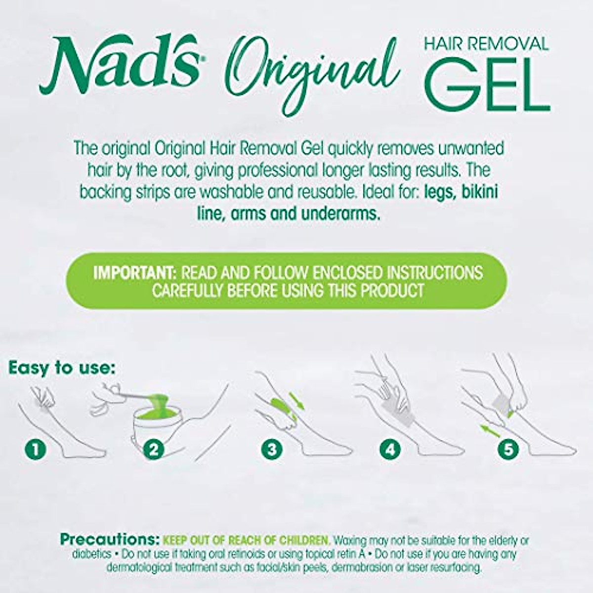 Nad's Wax Kit Gel, Wax Hair Removal For Women, Body+Face Wax, 6 Ounce