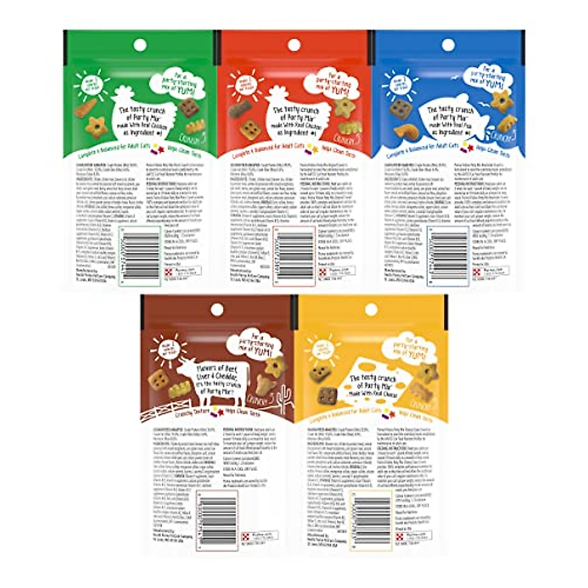 Friskies Party Mix Crunch Variety Pack (9 Flavors) - Wild West, Morning Munch, Mixed Grill, Picnic, Beachside, Cheezy Craze, Original, California Dreamin', and Meow Luau