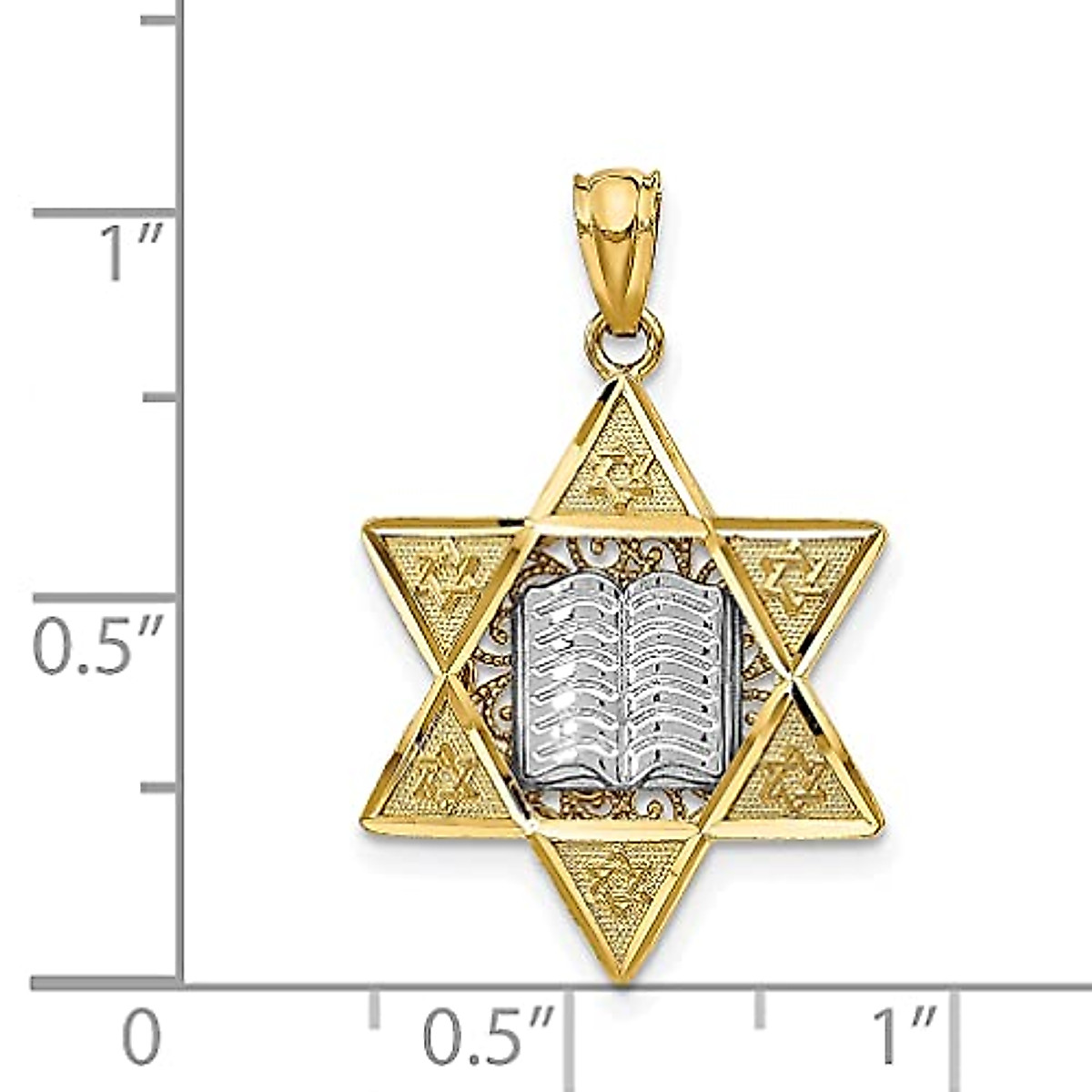 14K Two Tone Gold Star of David Jewish Magen Necklace Judaica Religious Pendant Israel Charm Only