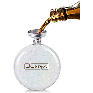 Cute Liquor Flask for Women,Junya Pretty Glitter Coating Whiskey Steel Flasks,Shining Rhinestone Cap,Portable Wine Flask for Drink Wedding Gifts for Women,5 oz (White)