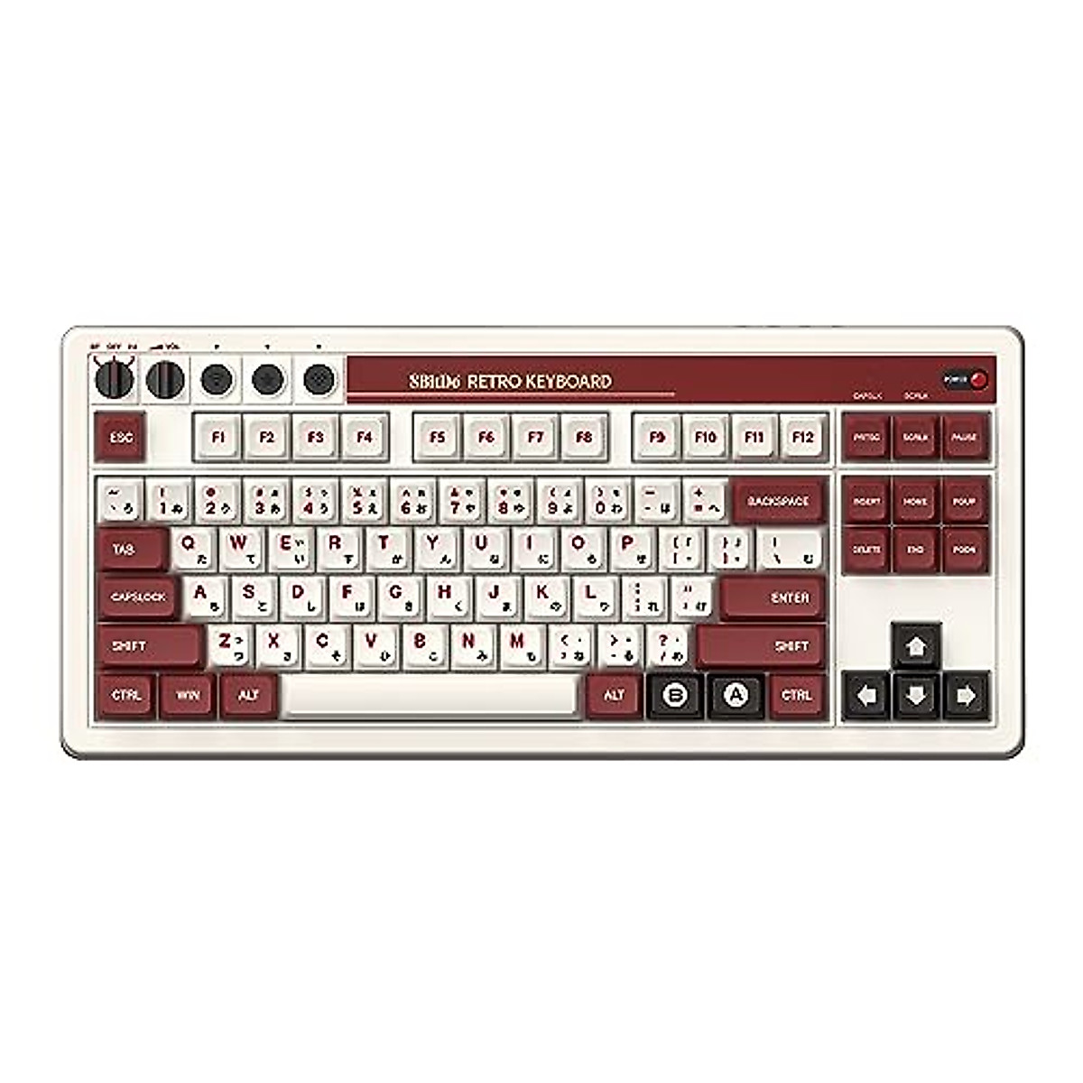 8BitDo Retro Mechanical Keyboard, Bluetooth/2.4G/USB-C Hot Swappable Gaming Keyboard with 87 Keys, Dual Super Programmable Buttons for Windows and Android - Fami Edition