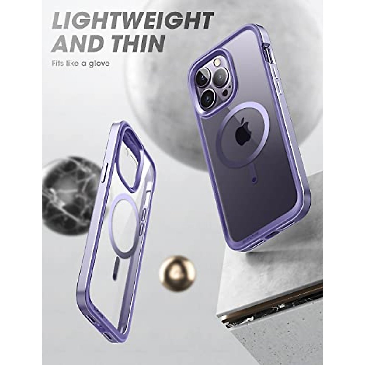 SUPCASE Unicorn Beetle Edge Mag Case for iPhone 14 Pro Max 6.7", Compatible with MagSafe Slim Frame Clear Protective Case with Built-in Screen Protector (Mauve)