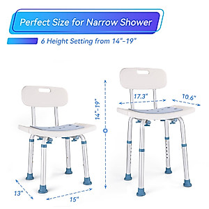 Icedeer 2 in 1 Shower Chair Seat with Removable Back, Shower Chair for Inside Shower and Bathtub, Adjustable Shower Stool for Elderly, Handicap, Pregnant, Disabled—Tool-Free Assembly(350 lb Capacity)
