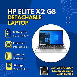 HP Elite X2 G8 Detachable Laptop PC 13” 2in1 Intel Core i5-1145G7 16GB RAM-256GB SSD, IPS BrightView FHD Iris Xe Graphics, Wi-Fi 6,Windows 10 Pro, Touchscreen, Thunderbolt + Zipnology Cloth