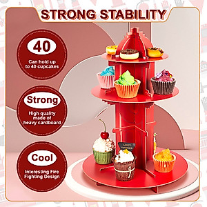 Fire Hydrant Cupcake Holder 2 Pieces 3 Tier Fire Hydrant Cupcake Stand Fire Fighter Theme Cupcake Holder Stand Fire Truck Birthday Party Supplies Fire Hydrant Party Decor for Fire Party Decorations