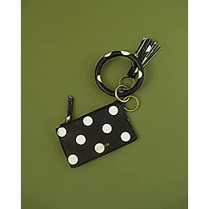 ECOSUSI Wristlet Keychain Key Ring Bracelets Card Holder Purse with Tassel, Polka Dot