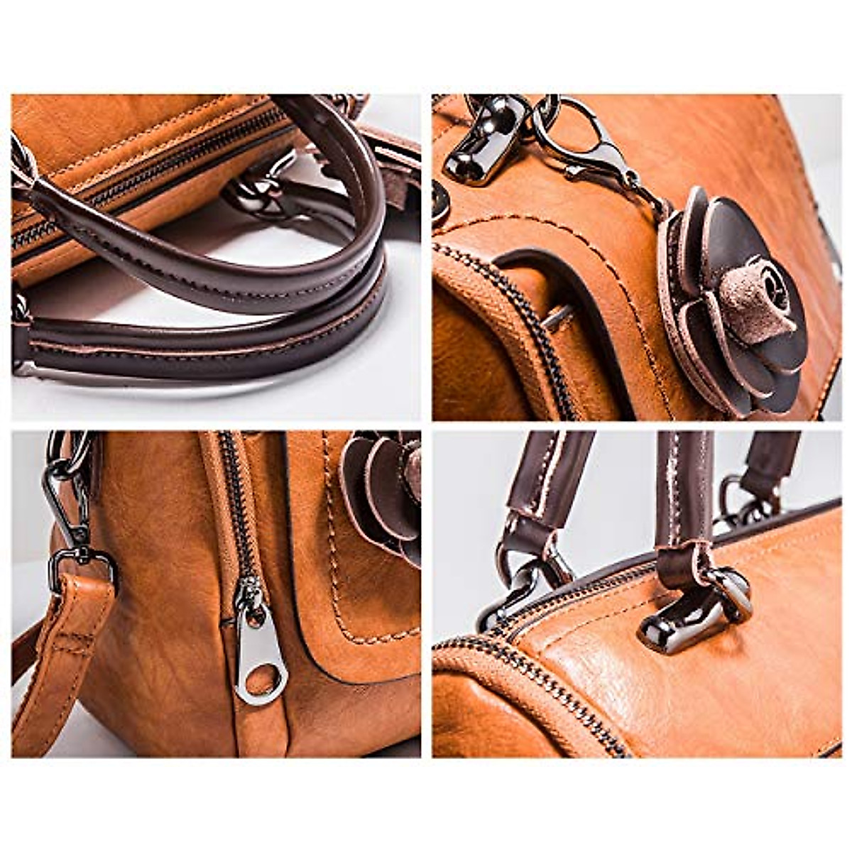 Mn&Sue Duffel Style Handbags for Women Small Top Handle Satchel Crossbody Mini Barrel Purse (Dark Green)