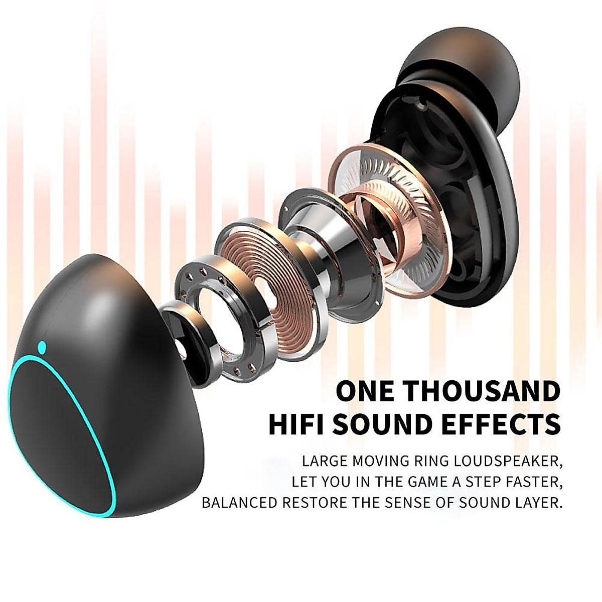 Hybrid Active Noise Cancelling Wireless Earbuds, in Ear Headphones IPX7Waterproof Bluetooth 5.3 Stereo Earphones, Immersive Sound Premium Deep Bass Headset Plus