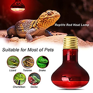 FIVEAGE Reptile Red Heat Lamp 100 Watt, Infrared Basking Spot Lamp, Lizard Heating Lamp for Bearded Dragon Tortoise Snake Chameleon Reptiles and Amphibian Use, 4 Packs