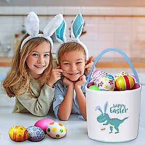 Partywind Easter Baskets for Kids, Dinosaur Easter Basket with Handle for Egg Hunt Games, Easter Surprise for Boys and Girls, Easter Day Party Supplies Favors (1 PCS)