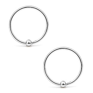 Ftovosyo 36PCS 22G Surgical Steel Attached Captive Bead Nose Hoop Rings Tragus Cartilage Helix Hoop Earring Eyebrow Septum Hoop Ring Piercing Jewelry for Men Women Silver-tone 10mm