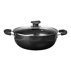 HADK-24 Black Pearl Hard Anodized Deep Kadai with Lid 3.1 liters, Aluminum