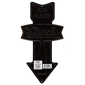 Open Road Brands Coca-Cola Ice Cold Arrow Embossed Metal Sign - Vintage Diner Coca-Cola Sign for Kitchen or Man Cave