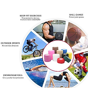 COMOmed Self Stick Cohesive Bandage Latex 1"x5 Yards First Aid Bandages Stretch Sport Wrap Vet Tape for Wrist Ankle Sprain and Swelling,White