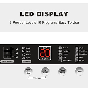 Outspurge Full Automatic Washer Machine,Portable Washing Machine for Household Use,0.9 Cu.Ft.Laundry Washer Spin with 10 Wash Programs& LED Display& Built-in Drain Pump,Ideal for RV,Camping