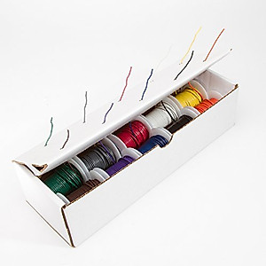 Remington Industries 24UL1007SLDKIT10COLOR 24 AWG Gauge Solid Hook Up Wire Kit, 25 feet Length Each, 10 Colors, 0.0201" Diameter, UL1007, 300 Volts