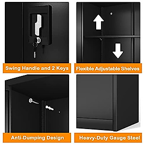 Fohufo Metal Storage Cabinet with Doors and 4 Adjustable Shelves, 72-Inch Large Space Lockable Steel Garage Cabinet for Home, Office, Living Room, Pantry, Gym, Commercial Storage