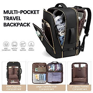 LOVEVOOK Travel Backpack,Carry On Backpack Flight Approved with Toiletry Bag,Expandable Large Laptop Backpack Women Waterproof Backpack Fit 18Inch with USB Charging Port Shoes Compartment