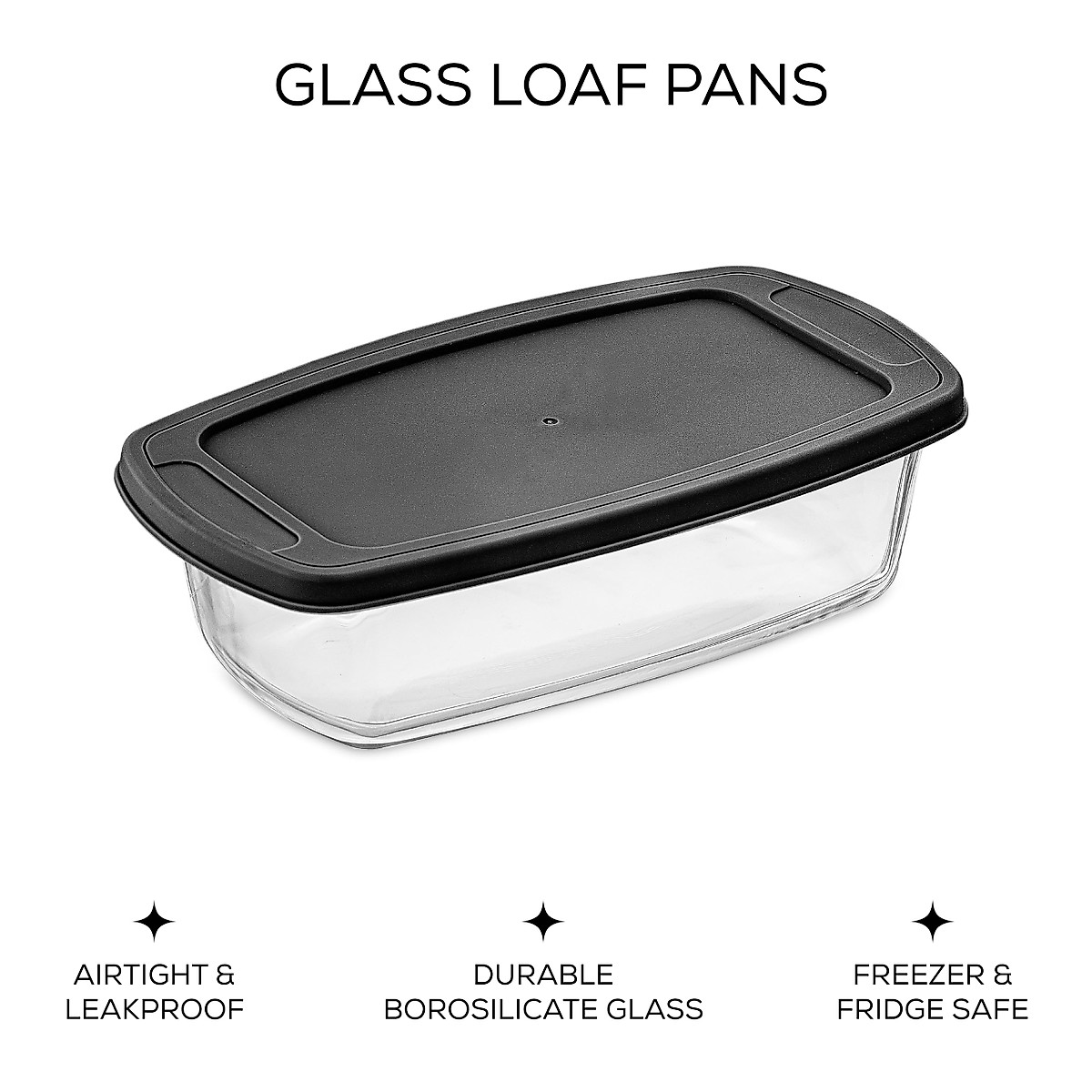 JoyJolt 3pc Loaf Pans for Baking Bread with Lids Baking Set. 1.9 Quart, Large Rectangular Baking Dish With Lid. Oven Pan, Banana Bread Pan, Lasagna Pan Deep with Lid, Bread Saver Container Airtight